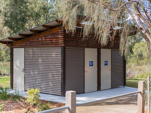 Coastal Skillion Restroom by Landmark Products